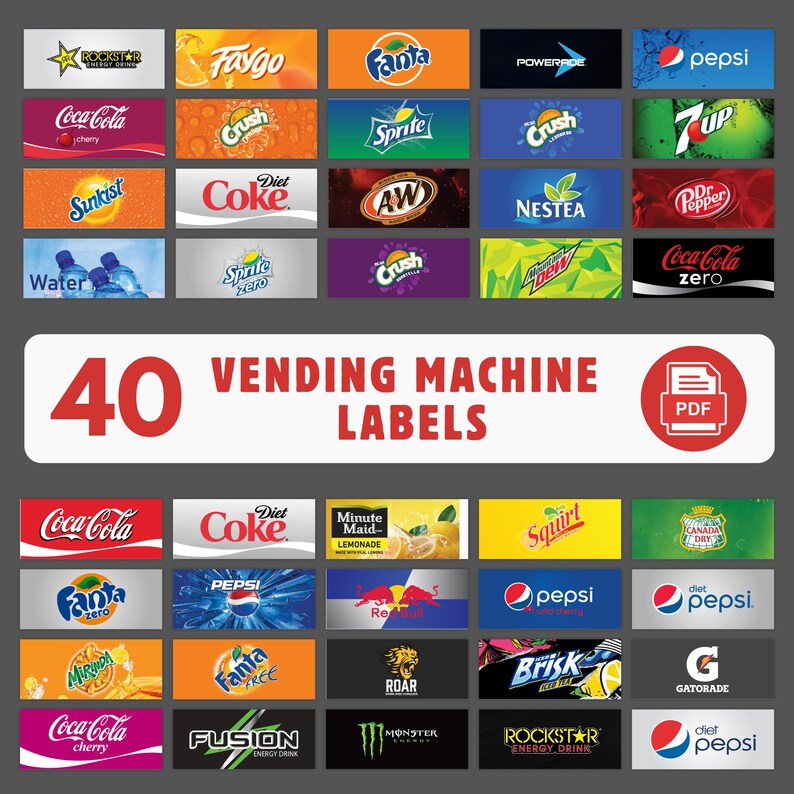 Vending Machine Label, High Quality Labels, Sparkling Water and Soda ...