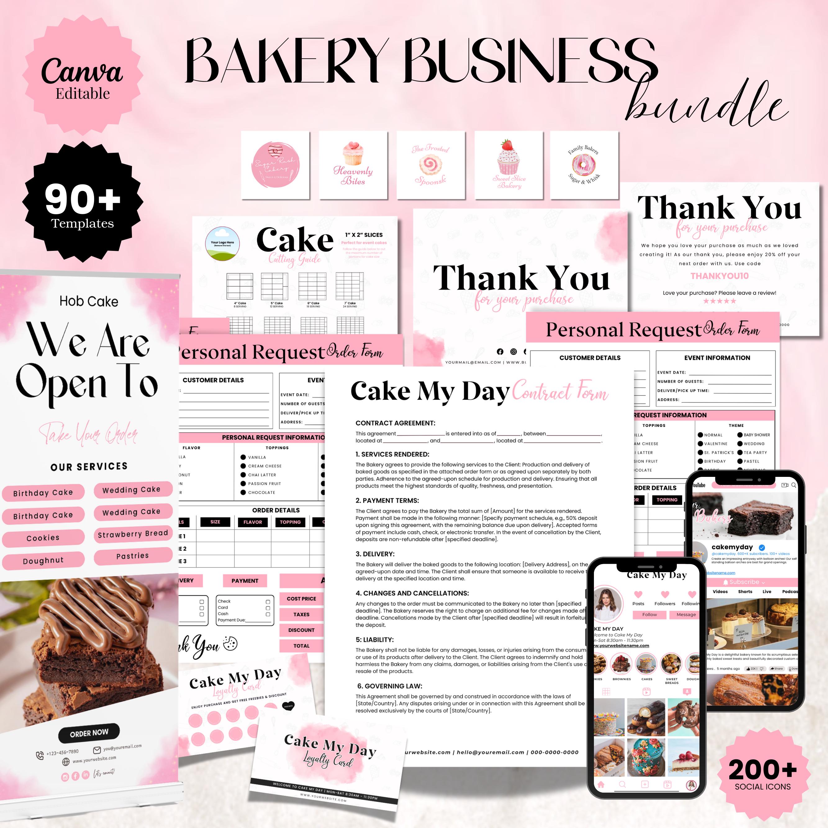 Bakery Business Forms Bundle, 90+ Bakery Business Templates, Bakery ...