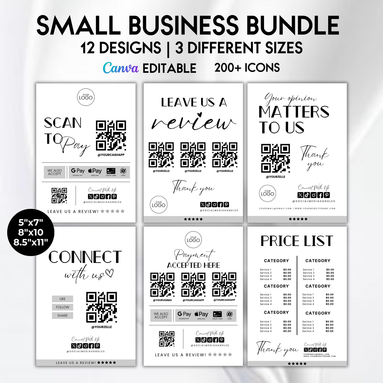 Qr Code Sign Business, Scan to Pay, Follow Us Qr Code Sign, Price List ...