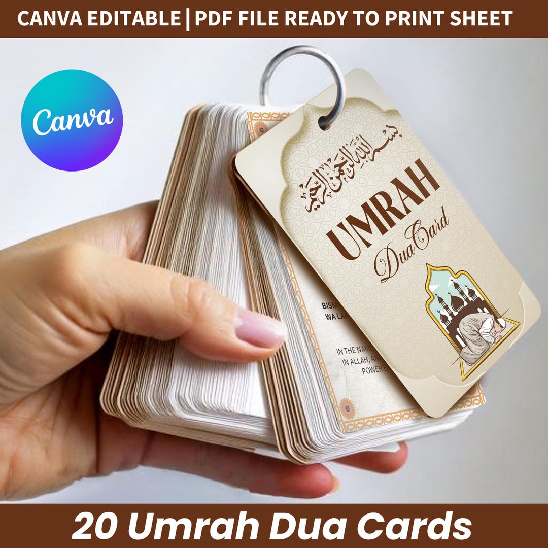 30 Umrah Dua Cards Printable, Umrah Flashcards, Umrah Mubarak Gift ...