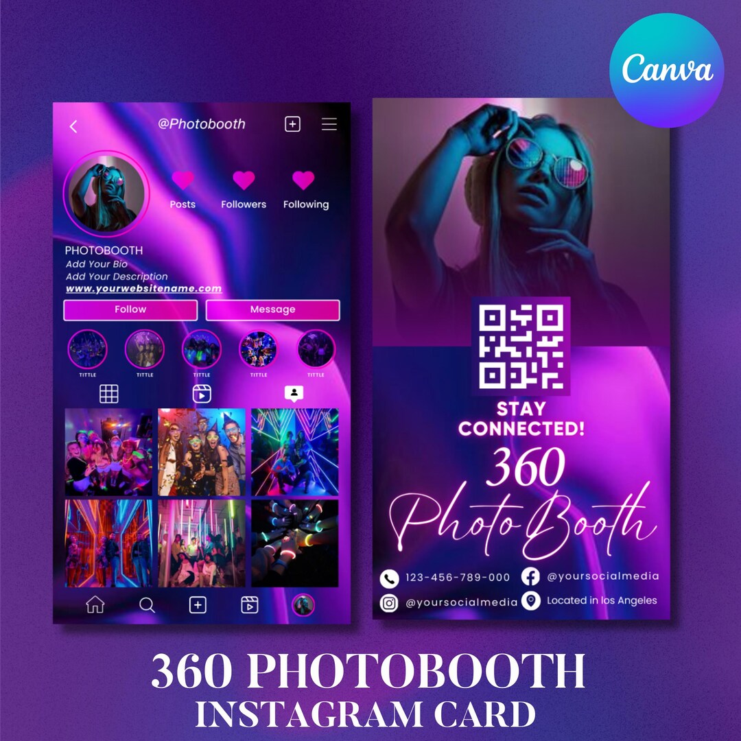 360 Photo Booth IG Business Card, Instagram Business Card, 360 Photo ...