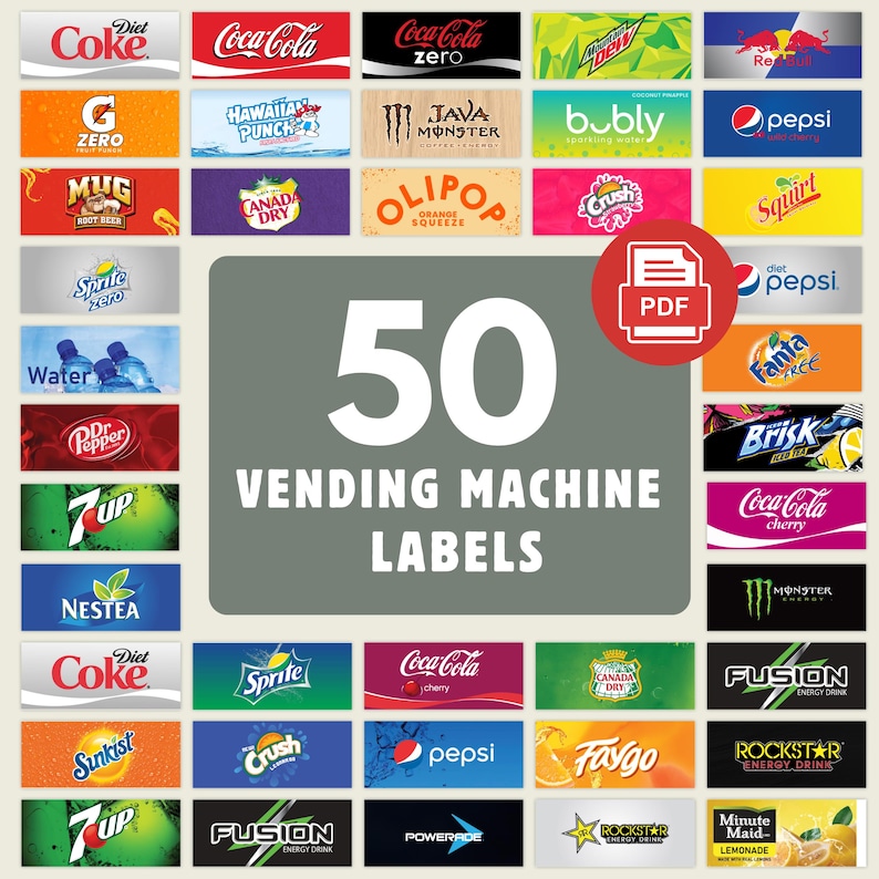 Vending Machine Labels Printable | 3.25x1.375 Flavor Strips ...