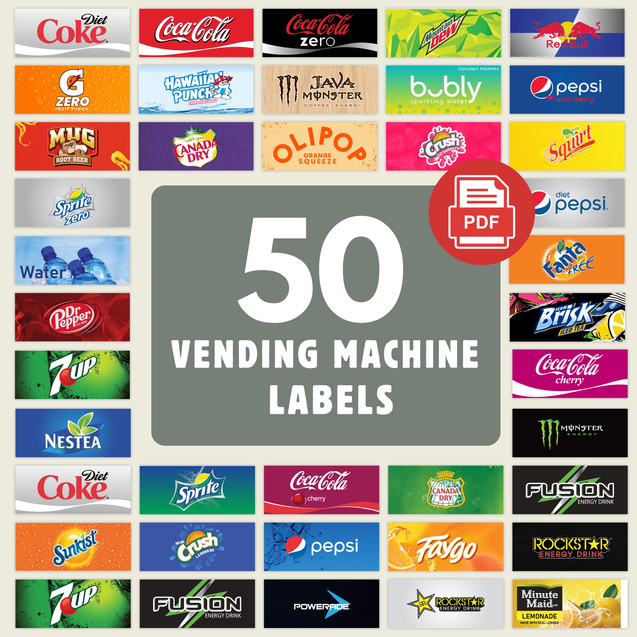 50 Vending Machine Label, High Quality Labels, Sparkling Water and Soda ...