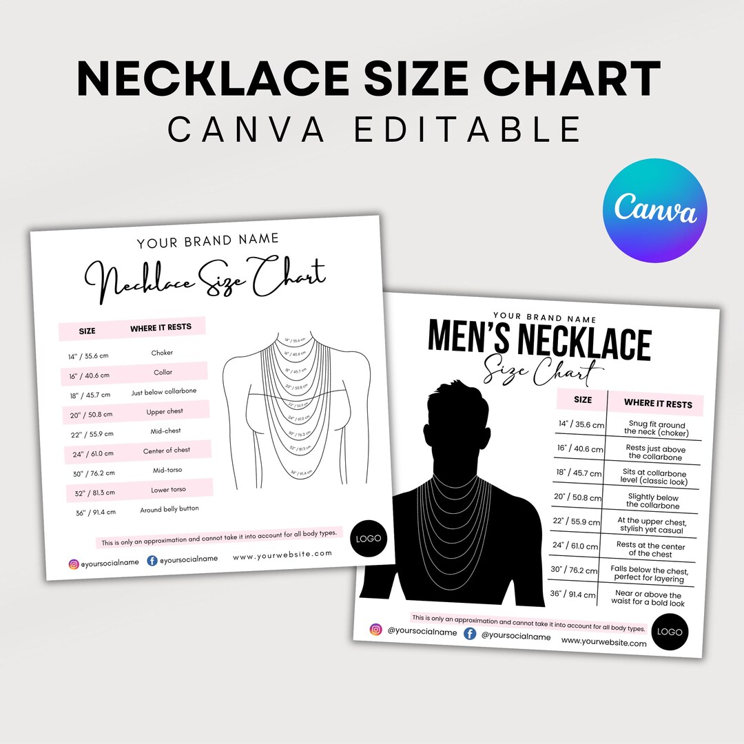 Necklace Size Chart for Male and Female, Size Chart for Necklace ...