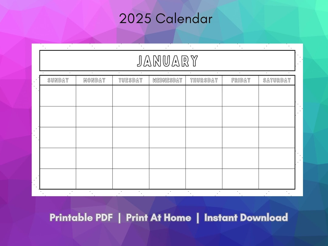 2025 Printable 12 Month Calendar, Simple Calendar, Blank Calendar, 12 ...