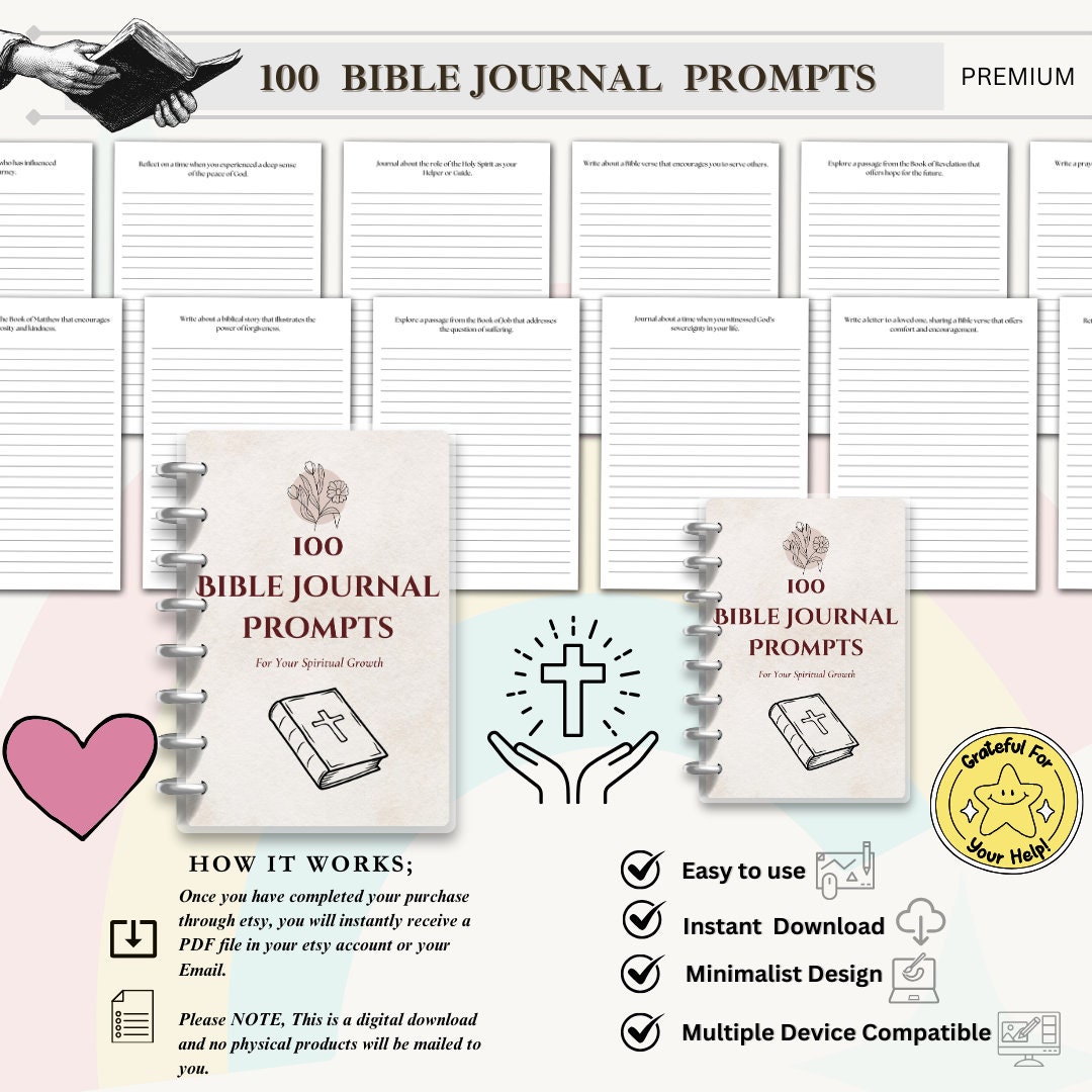 Bible Journal Prompts Book, Inspirational Devotional Tool, Faith ...