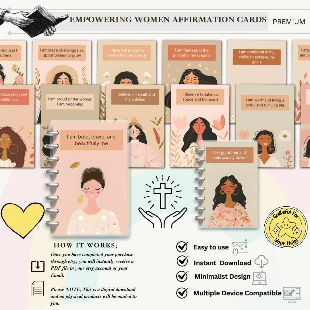 Empowering Women Affirmation Cards Set, Positive Affirmations Deck ...