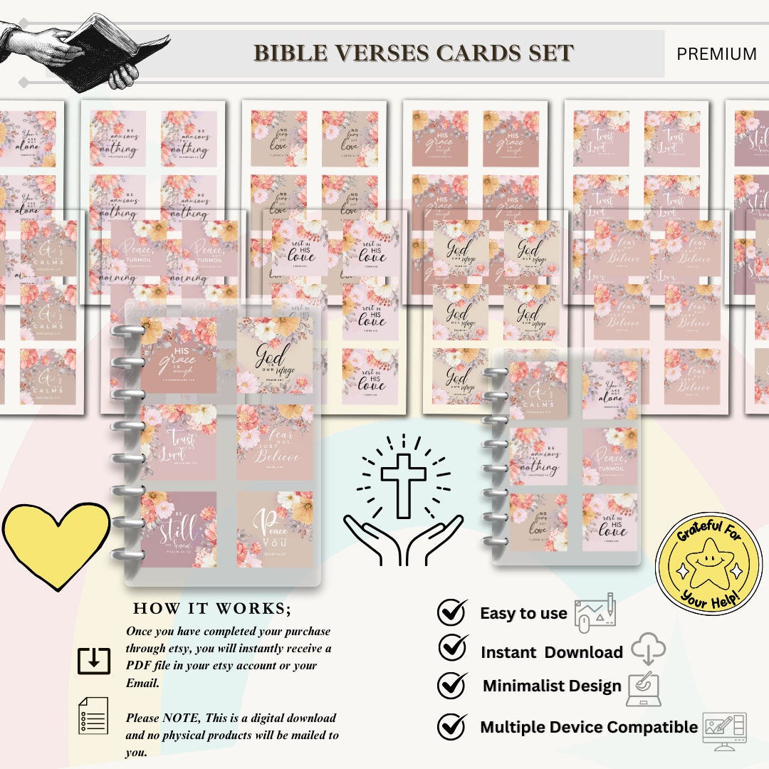 Minimalist Bible Verses Cards Set, Scripture Cards, Religious Gift ...