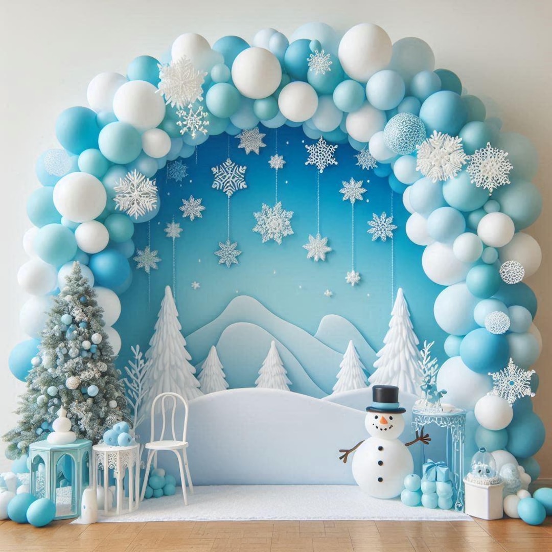 Winter Wonderland Balloon Garland Arch Kit DIY Party Decorations ...