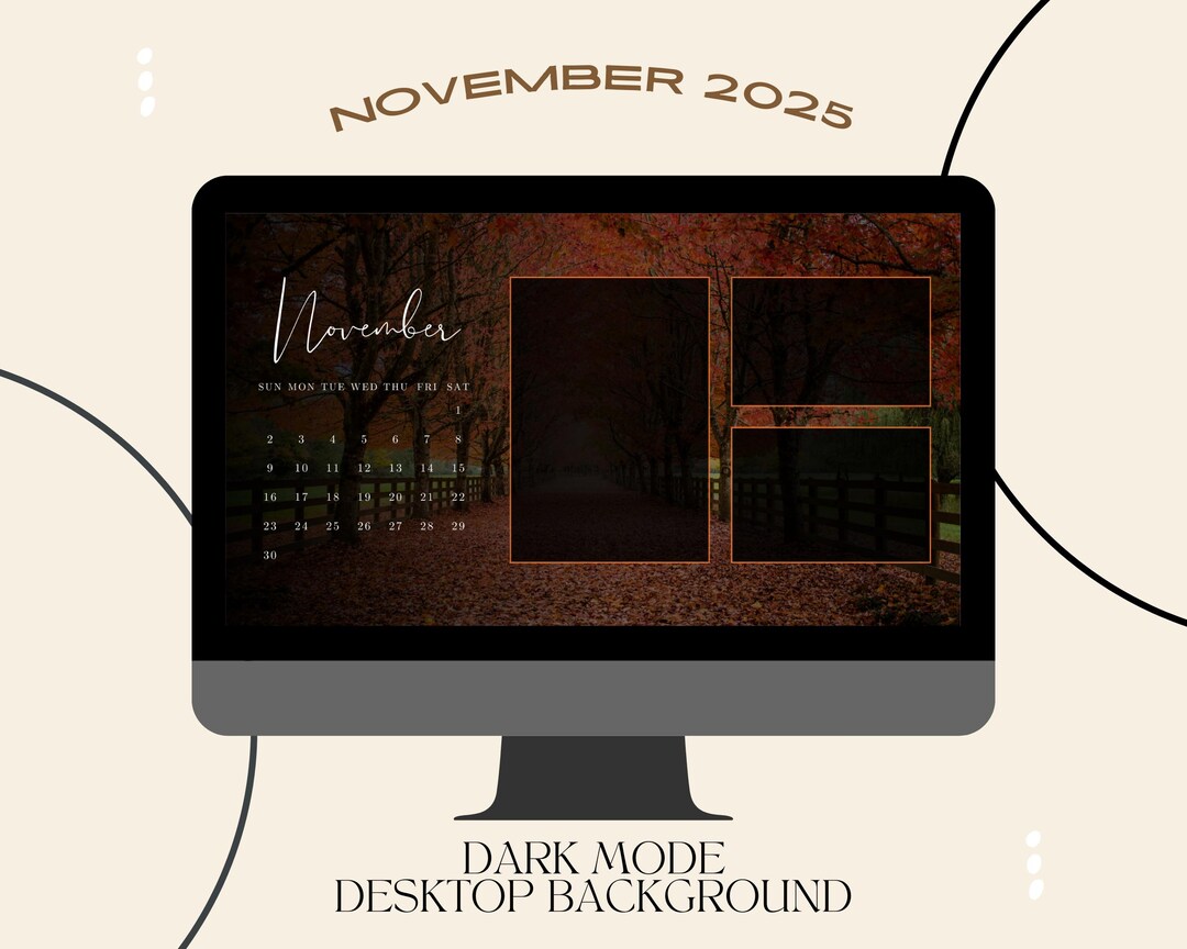 November 2025 Desktop Wallpaper November 2025 Dark Mode Themed Desktop ...