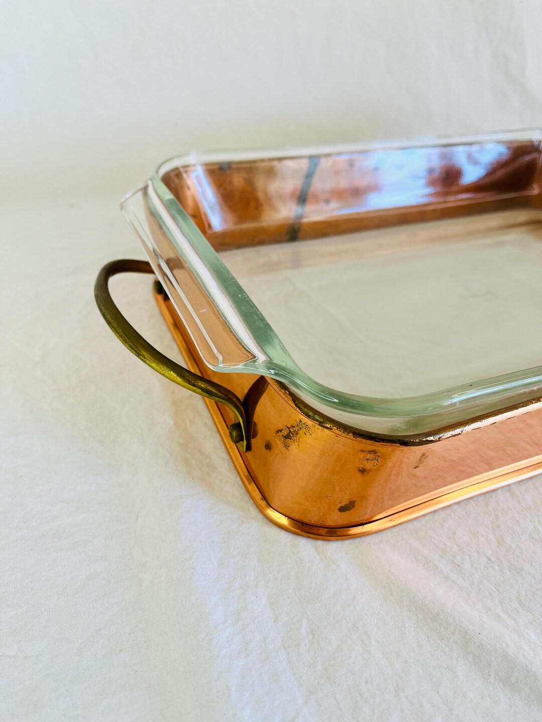 Vintage Copper Chafing Dish Anchor Hocking Fire King – 2 Qt Casserole ...