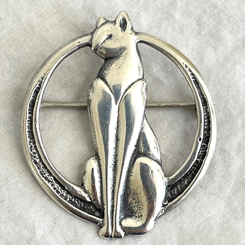 Sterling Cat Pin - Etsy