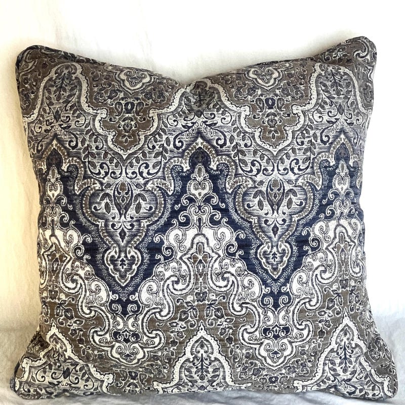 Blue Damask Pillow - Etsy