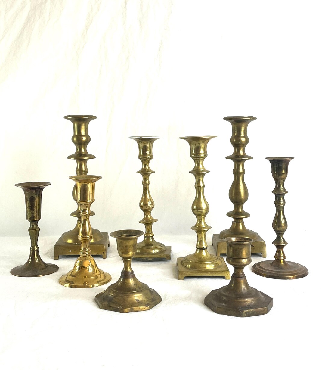 Vintage Brass Candlestick Collection – Set of 9 Mismatched Holders - Etsy