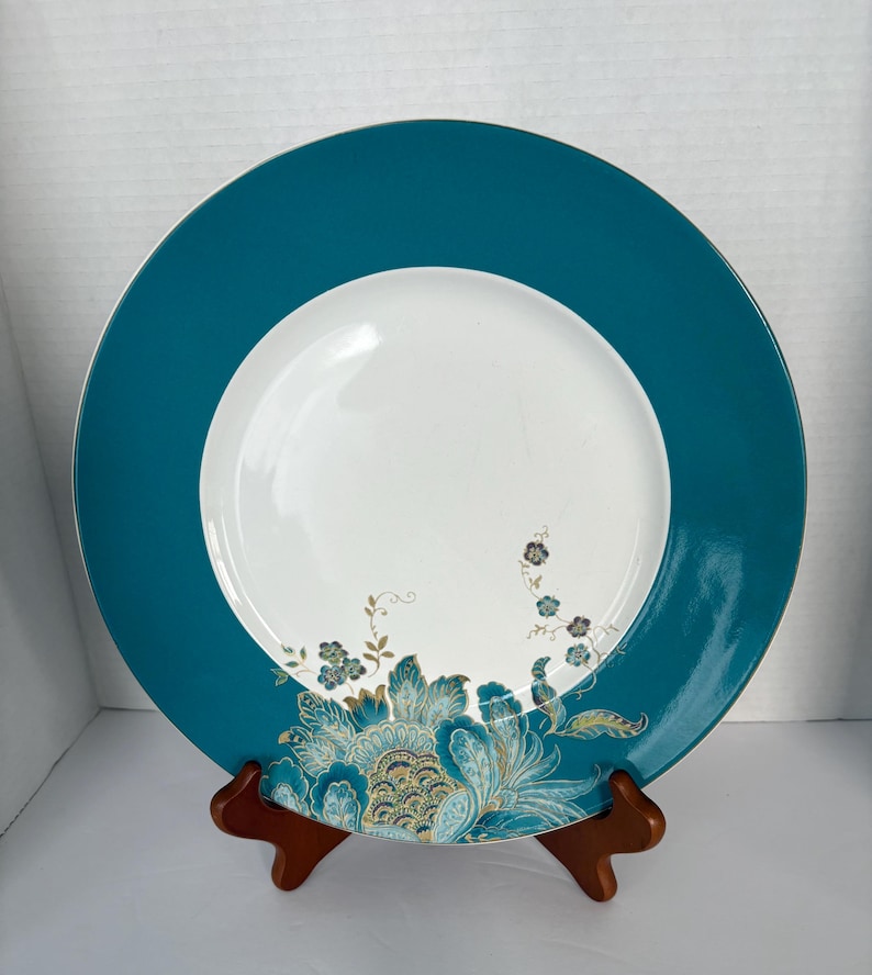222 Fifth Eliza Teal 10.75 Paisley Dinner Plates Set of 2 DISCONTINUED ...