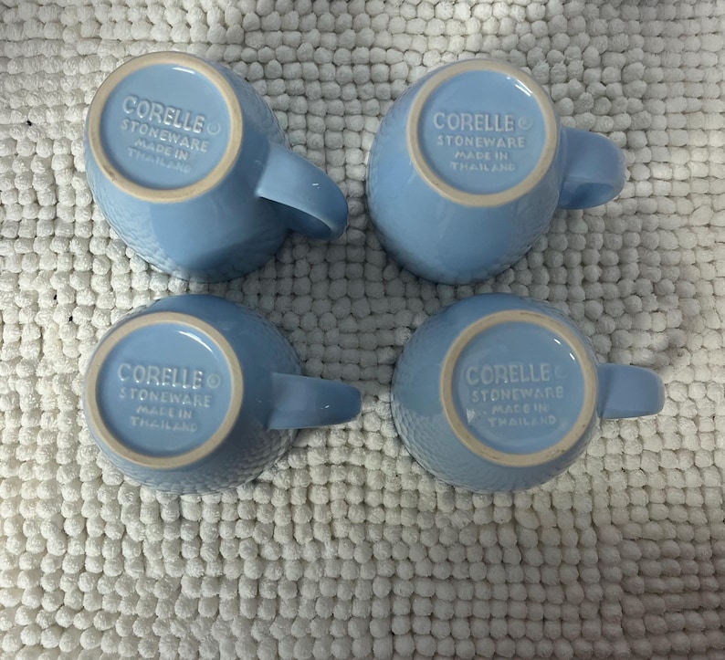Vintage Corelle Coordinates Stoneware Light Sky Baby Blue Coffee Mugs 4 ...