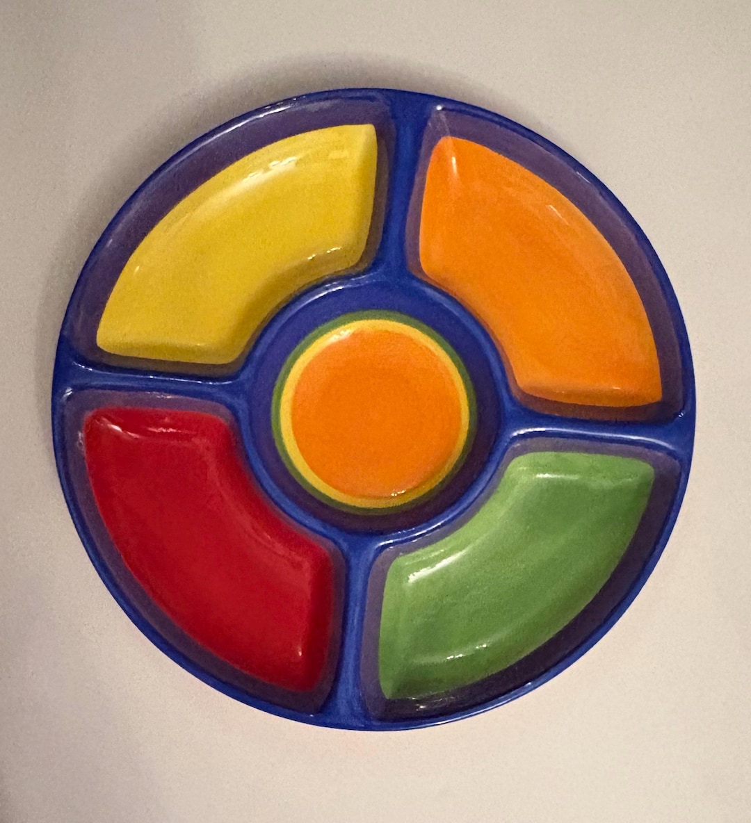 Dansk Caribe Chip Dip Relish Tray Multi Color Handpainted Discontinued ...