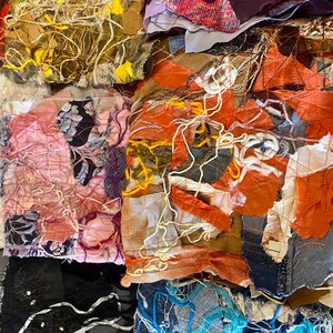 Handcrafted Fabric Scrap Collage Unique Textile Art for Quilting ...