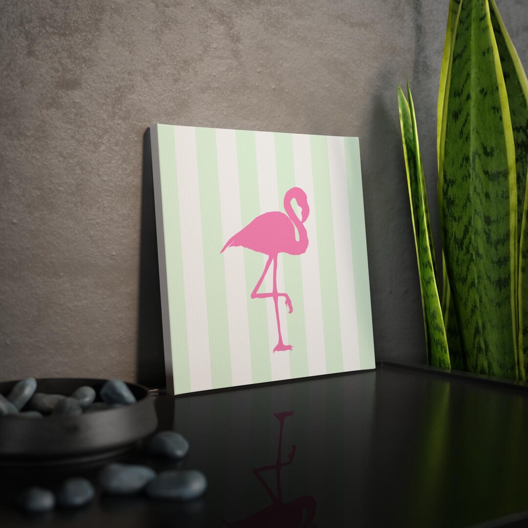 Preppy Flamingo Canvas Photo Tile Beach Coastal Wall Art- Tropical Wall ...