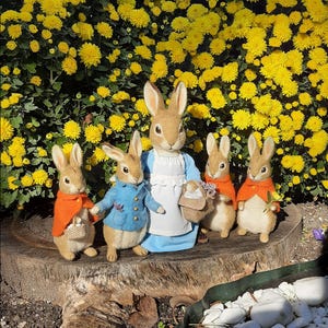 Handmade Needle Felted Peter Rabbit Family - Customizable Wool ...