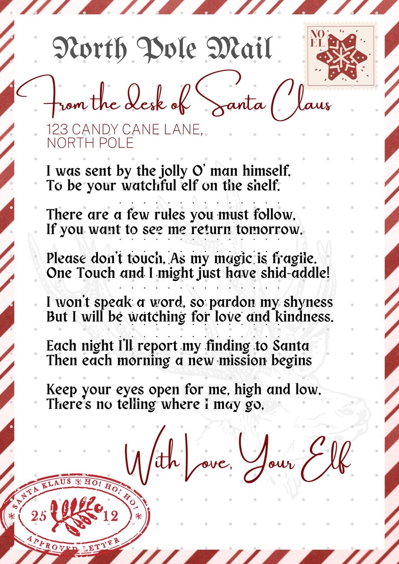 Elf Letter From Santa - Etsy Canada