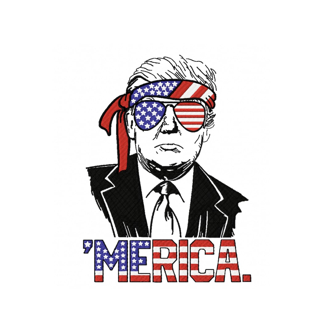 Trump Embroidery Design: 'MERICA' Logo (4 Sizes) - Machine Embroidery ...