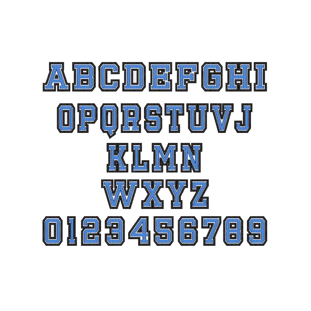 Varsity Font Embroidery Design: Collegiate Block Letters & Numbers ...