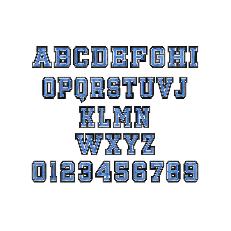 Varsity Font Embroidery Design: Collegiate Block Letters & Numbers ...