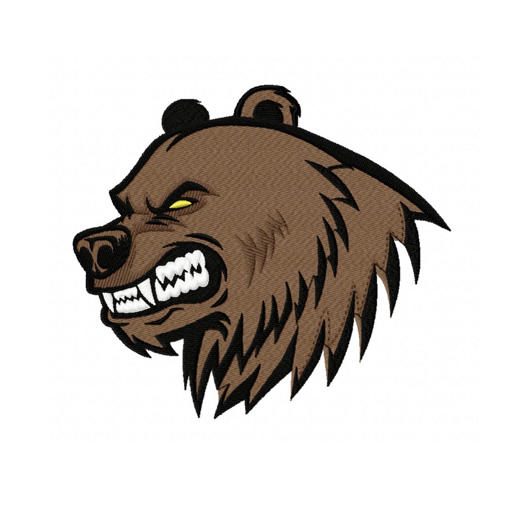 Angry Bear Face Embroidery Design – 6 Sizes, Instant Download - Etsy