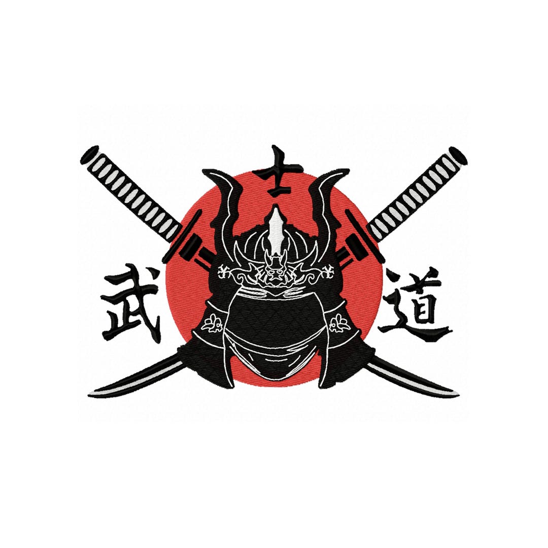 Samurai Helmet With Swords Embroidery Design – 2 Sizes, Instant ...