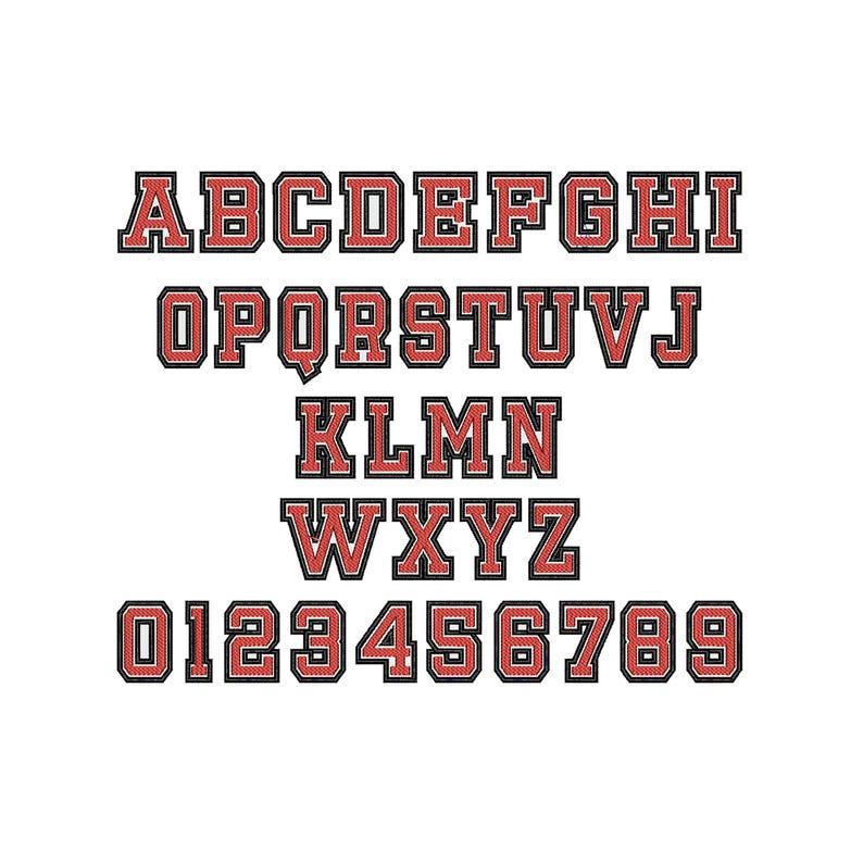 Varsity Font Embroidery Design: Collegiate Block Letters & Numbers ...