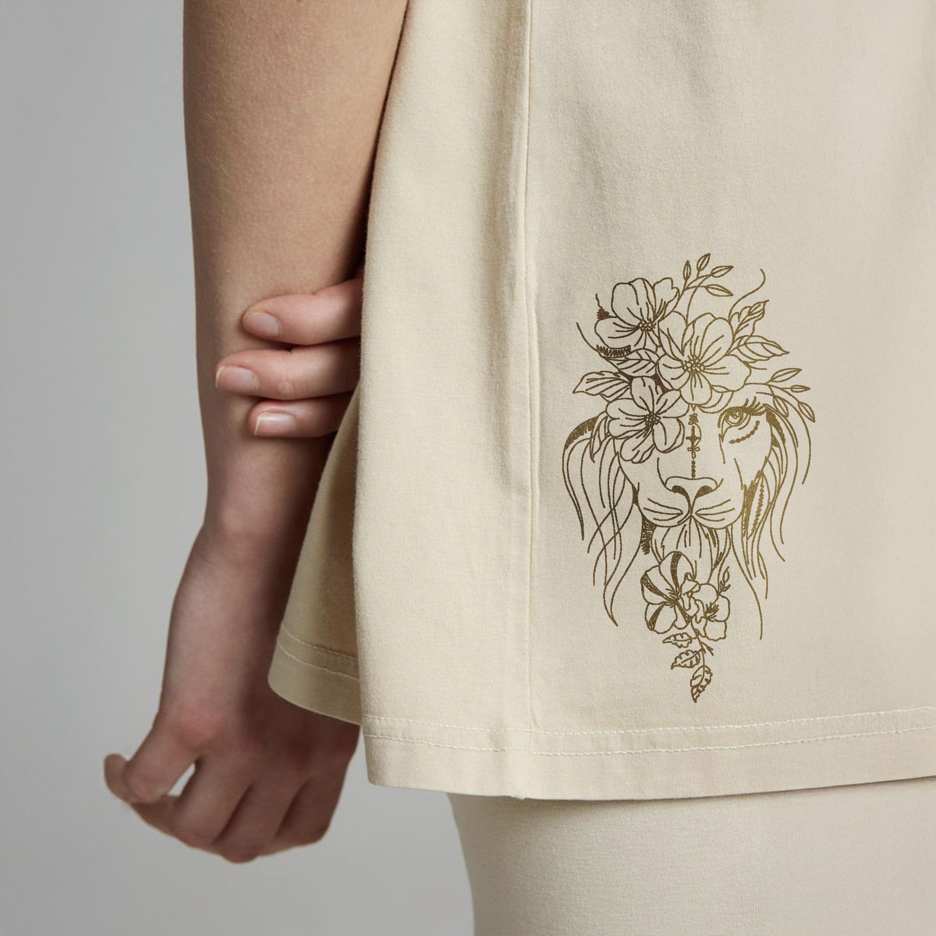 Floral Lion Embroidery Design: Wild Cat Machine Pattern (instant ...