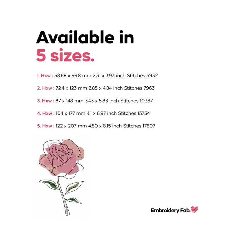 Abstract Rose Outline Embroidery Design – 5 Sizes, Instant Download - Etsy