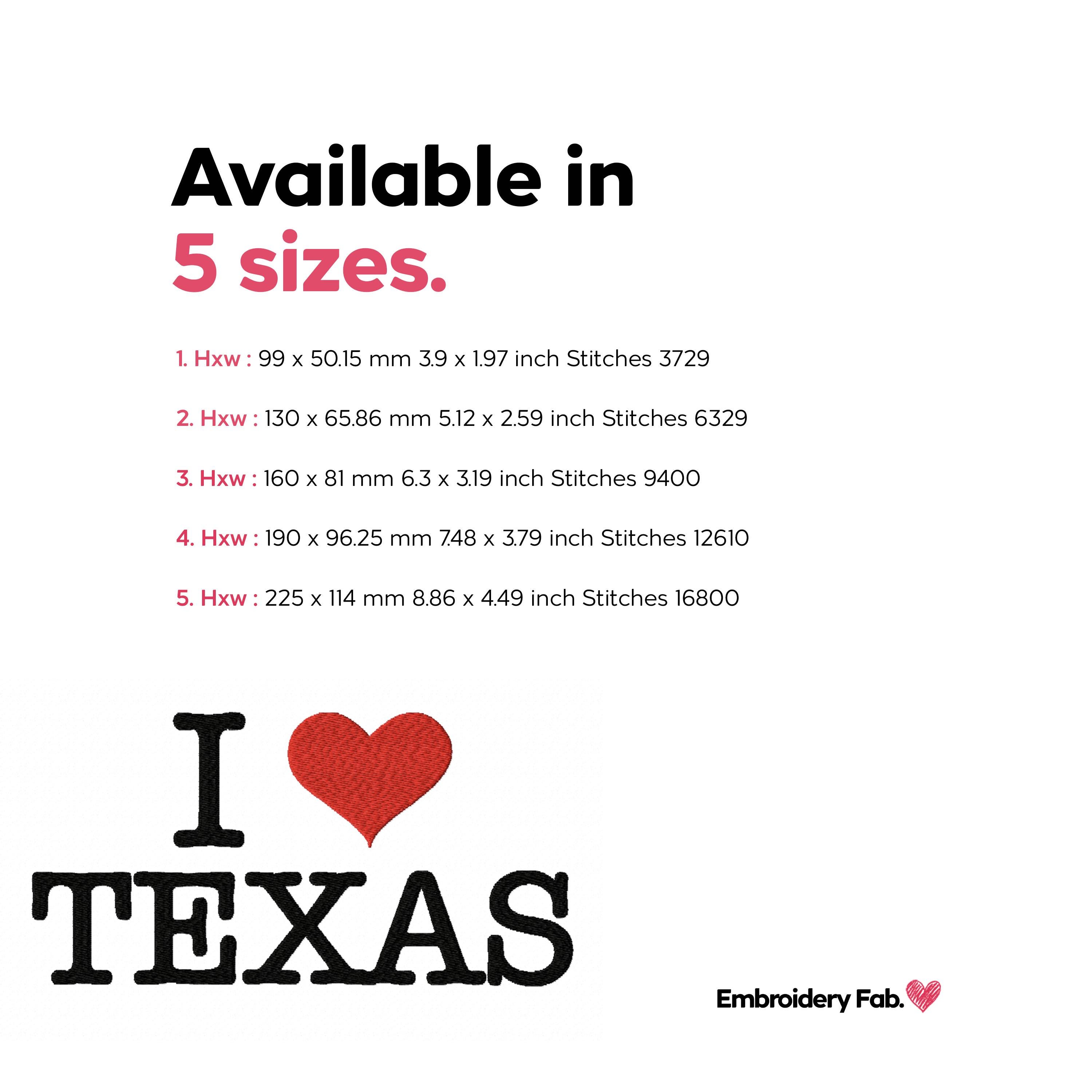 I Love Texas Machine Embroidery Design – 5 Sizes, Instant Download - Etsy