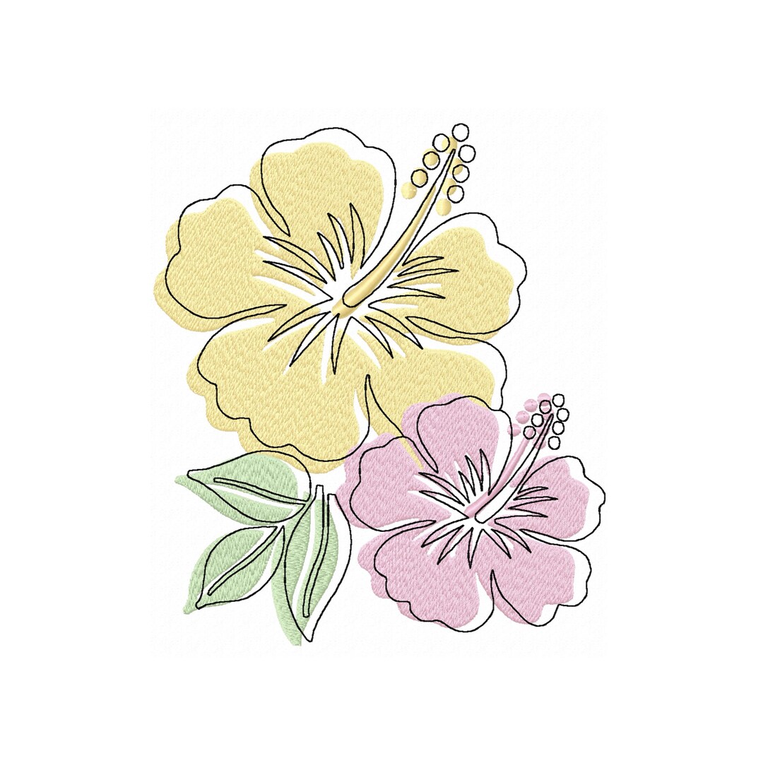 Hibiscus Flowers Embroidery Design – 6 Sizes, Instant Download - Etsy