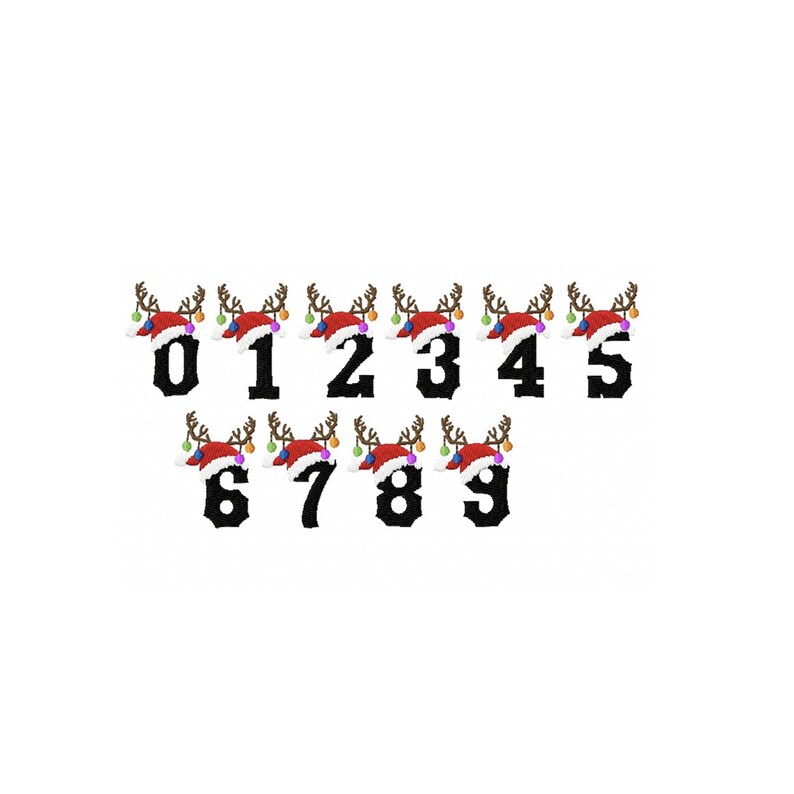 Christmas Reindeer Alphabet & Number Embroidery Design 3 Sizes, Instant ...