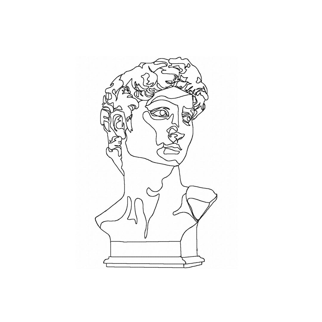 David Bust Line Art Embroidery Design: Greek Statue Sculpture (instant ...
