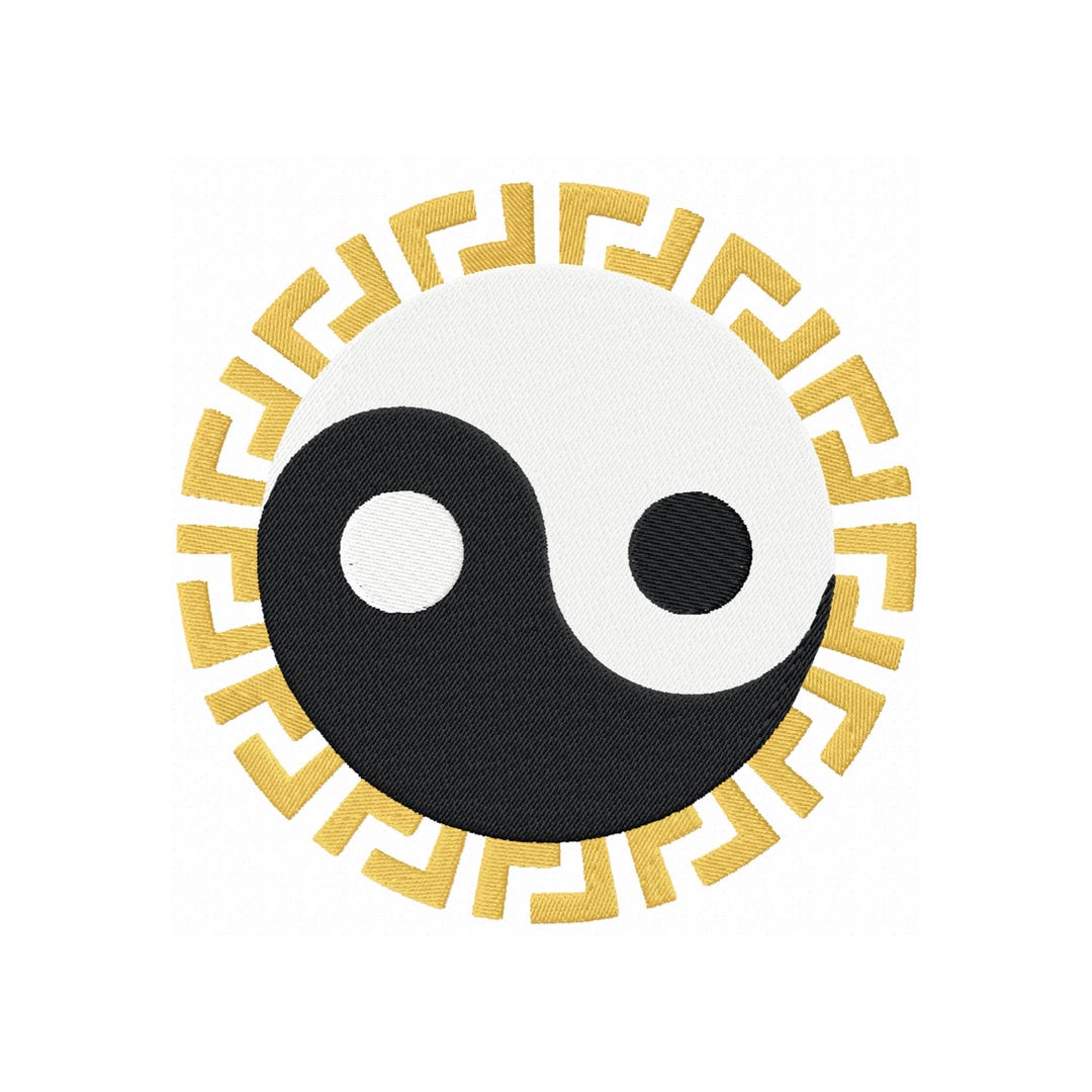 Yin Yang With Greek Key Border Embroidery Design – 5 Sizes, Instant ...