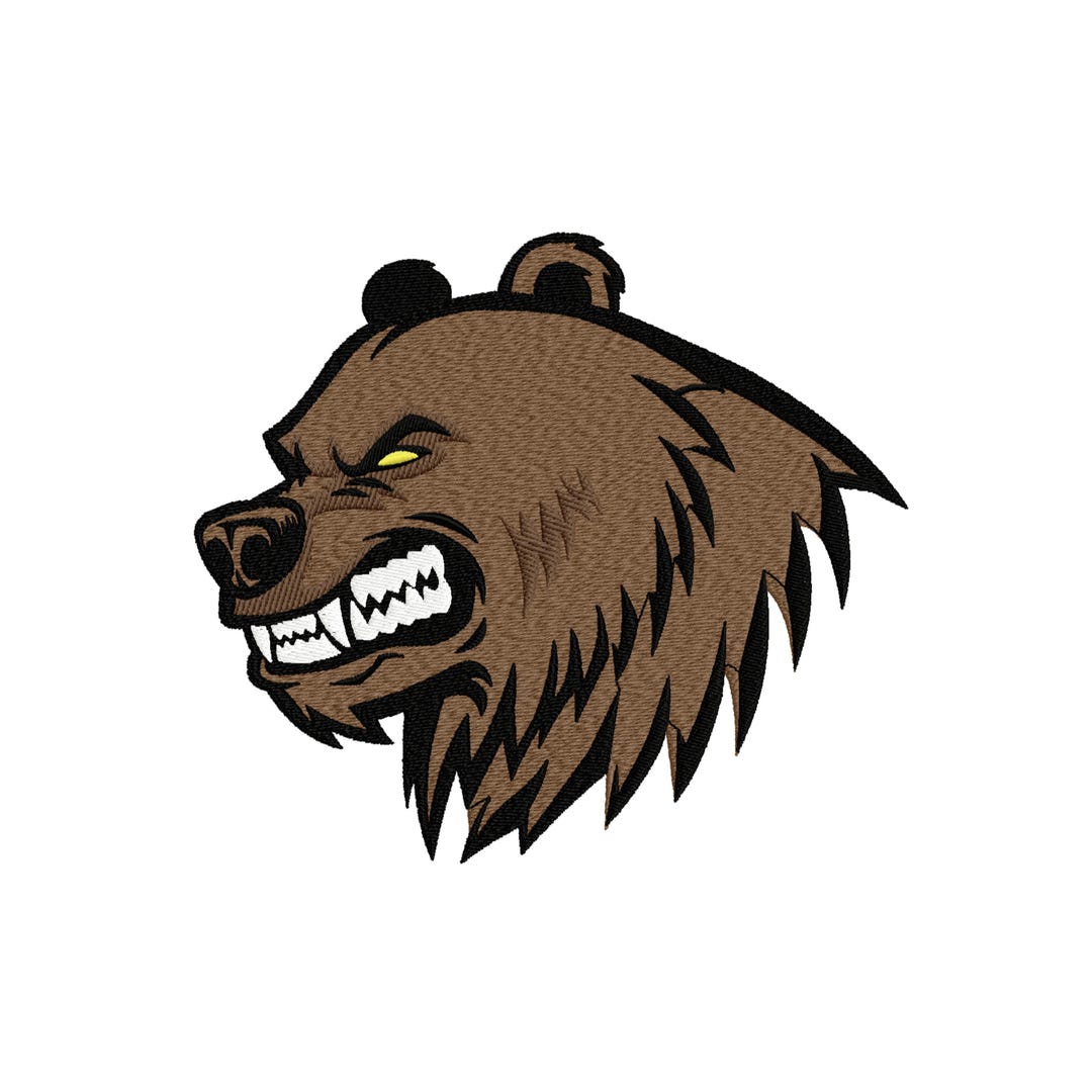 Angry Bear Face Embroidery Design – 5 Sizes, Instant Download - Etsy