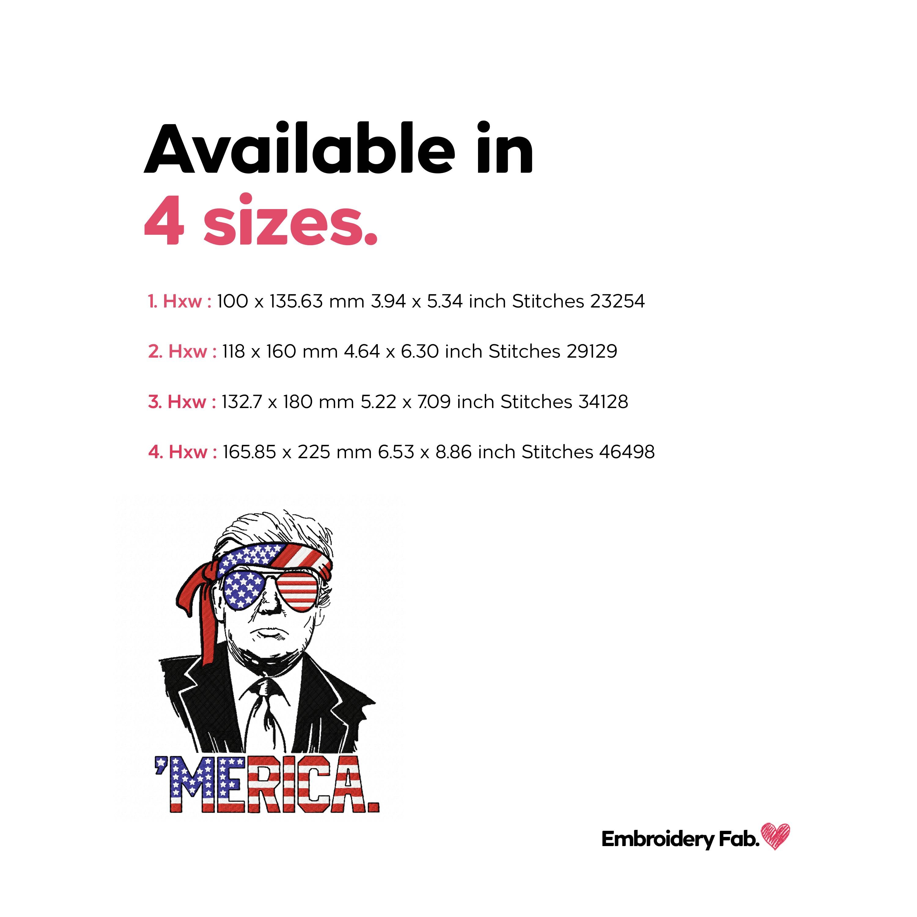Trump Embroidery Design: 'MERICA' Logo (4 Sizes) - Machine Embroidery ...