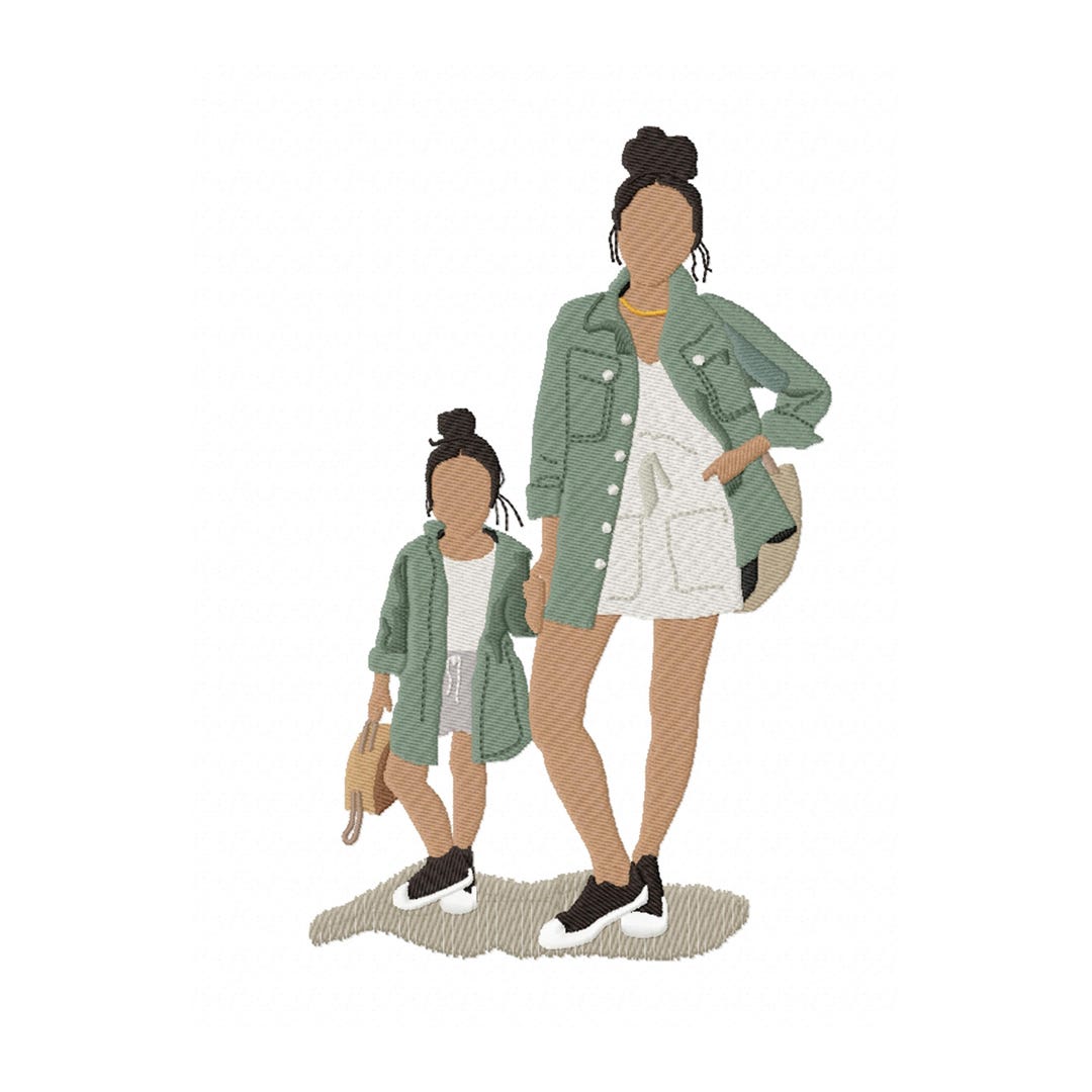 Mother and Daughter Embroidery Design - Mother's Day Dijital File ...