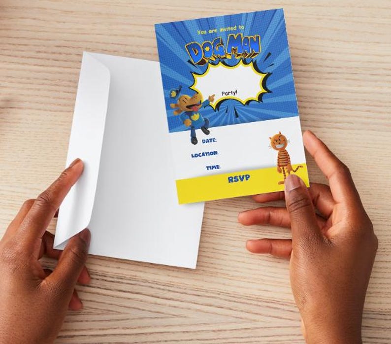 Dog Man Birthday Party Invitation | Printable Invite PNG & PDF With ...