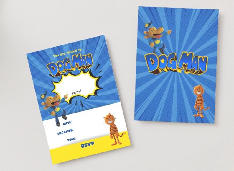 Dog Man Birthday Party Invitation | Printable Invite PNG & PDF With ...