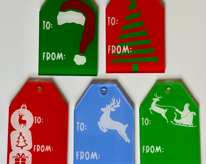 Custom Acrylic Gift Tags | Reusable | Christmas - Etsy
