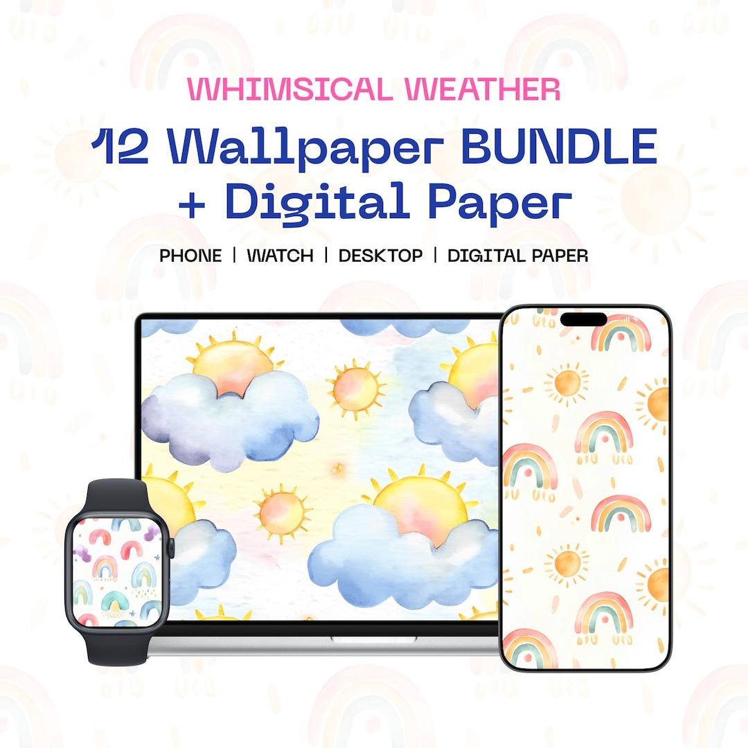 Whimsical Weather Wallpapers + Digital Papers — Bundle for Phone ...