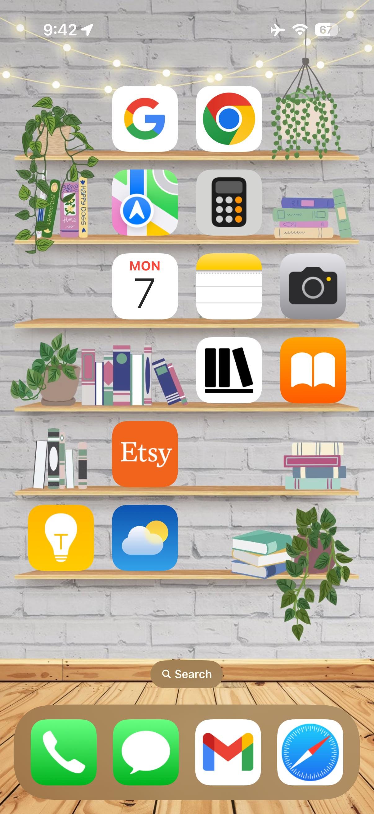Library Book & Plant Lover Bookshelf Wallpaper for iPhone 15/16 Ios18 ...