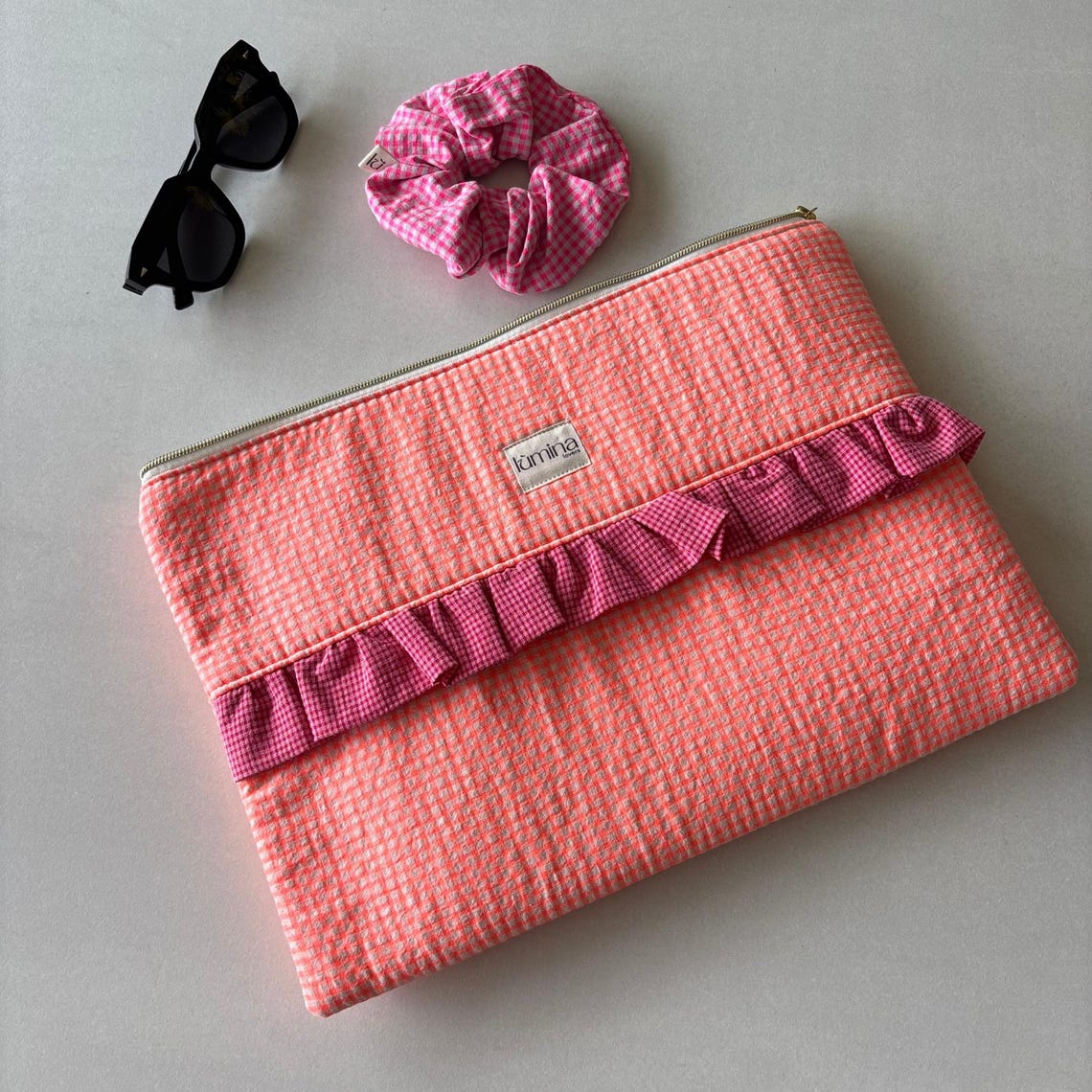 Gingham Laptop Sleeve 11" 13" 14" 15" 16" Inches MacBook Case With ...