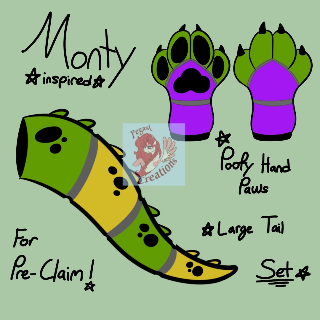 PRE-CLAIM Premade Monty FNAF Inspired Paw and Tail Set - Etsy