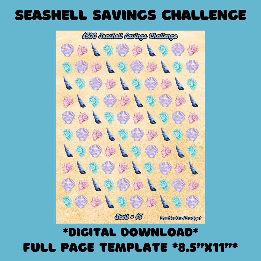 Seashell Savings Challenge, Mermaid Saving Tracker, Summer Savings ...