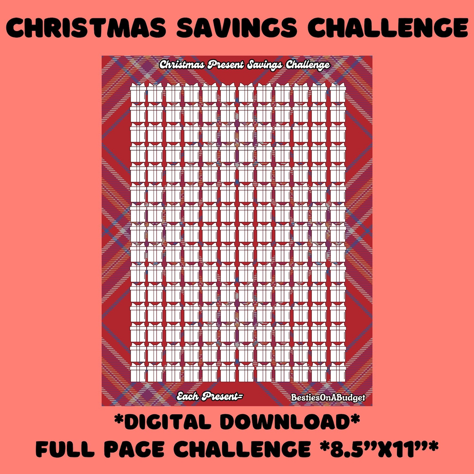 Christmas Savings Challenge, Holiday Money Saving Tracker, Savings ...